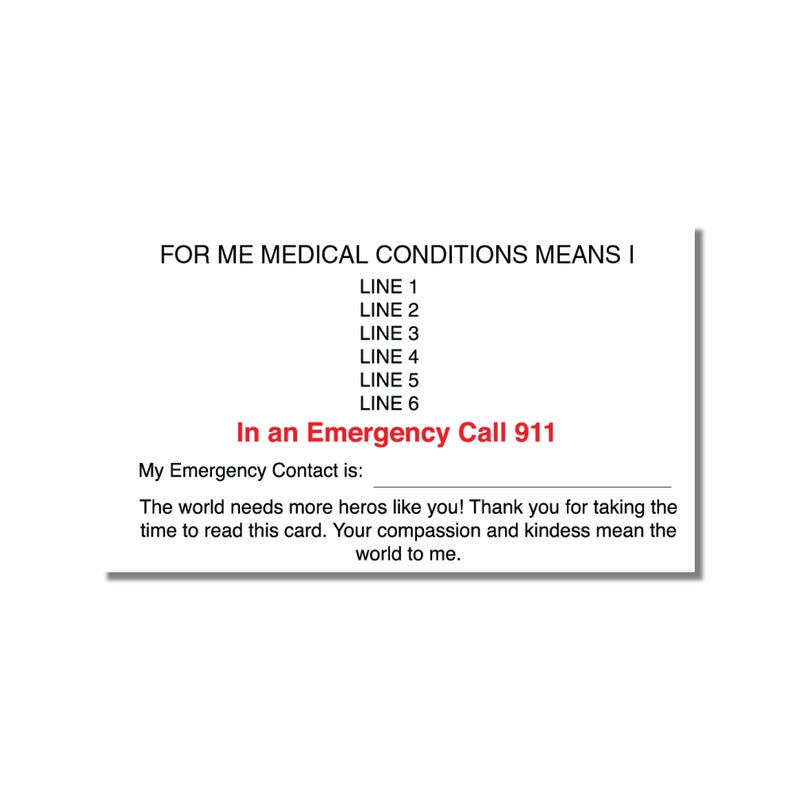 Emergency Medical Card Rett Syndrome Medic Alert Card Rare - Etsy