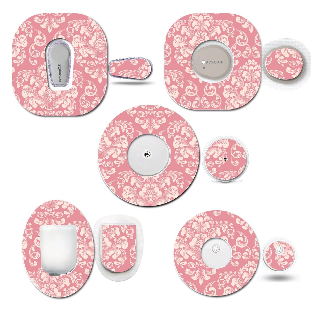 Pink Damask Continuous Glucose Monitor (CGM) Decorative Over Patch and ...