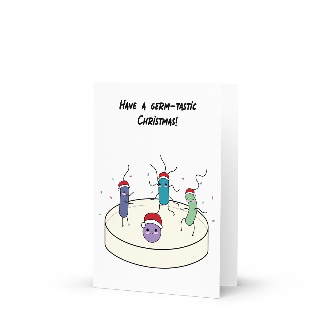 Microbiology Christmas Card for Microbiologist, Microbe Art ...