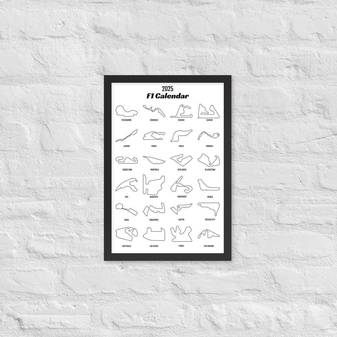 2025 F1 Calendar With Track Outlines – Printable PDF Formula 1 Schedule ...