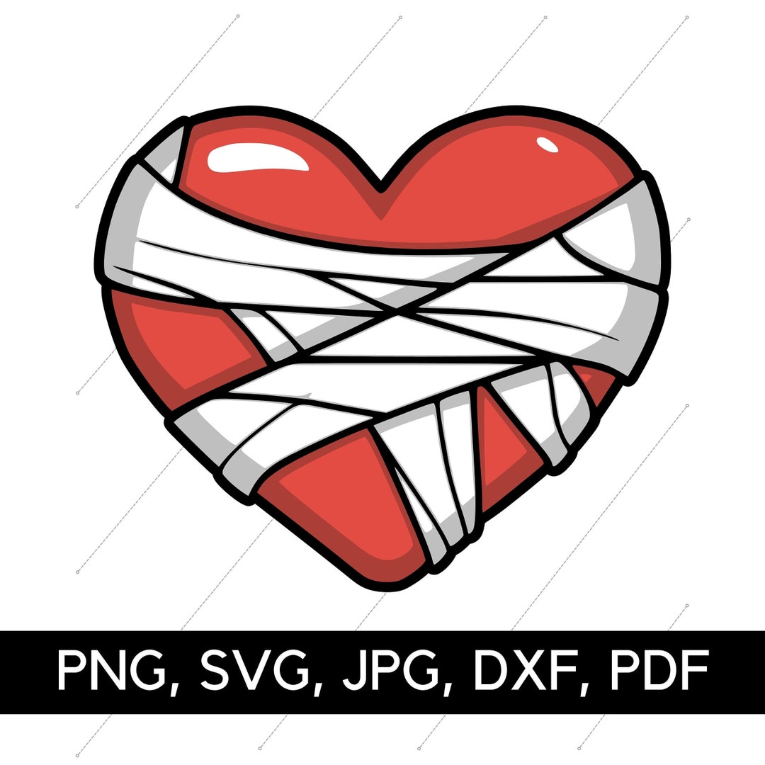 Bandaged Heart Svg File Mending Heart Clipart PNG SVG Love - Etsy