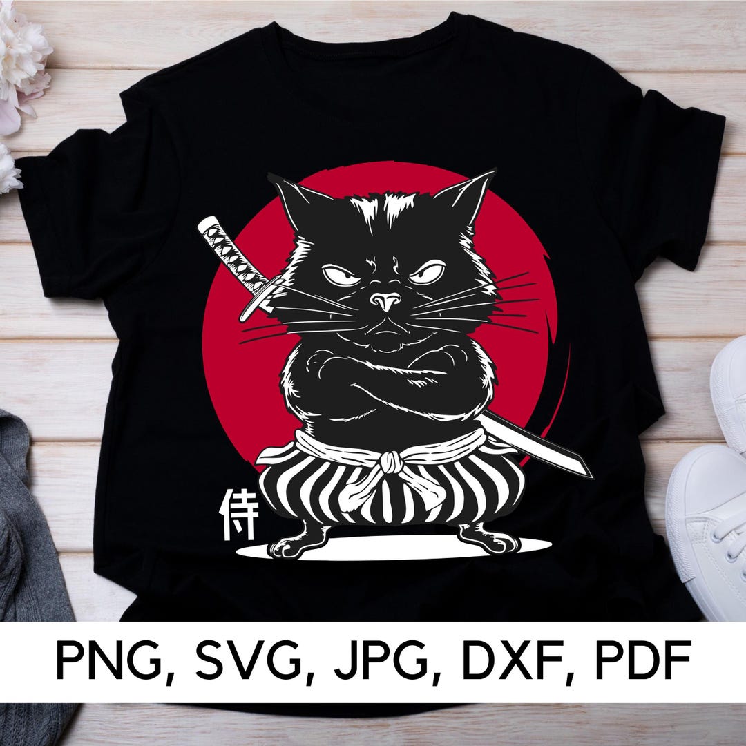 Samurai Cat PNG, Japanese Cat Art, PNG, SVG, Kawaii Samurai, Anime Cat ...