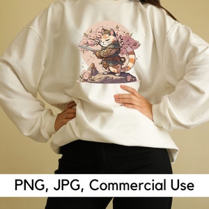 Cute Samurai Cat PNG, Kawaii Samurai Cat PNG, PNG, Image File, Anime ...