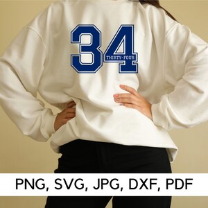 Number 34 SVG File, Numerical Design, PNG, SVG, Number, Sports Number ...