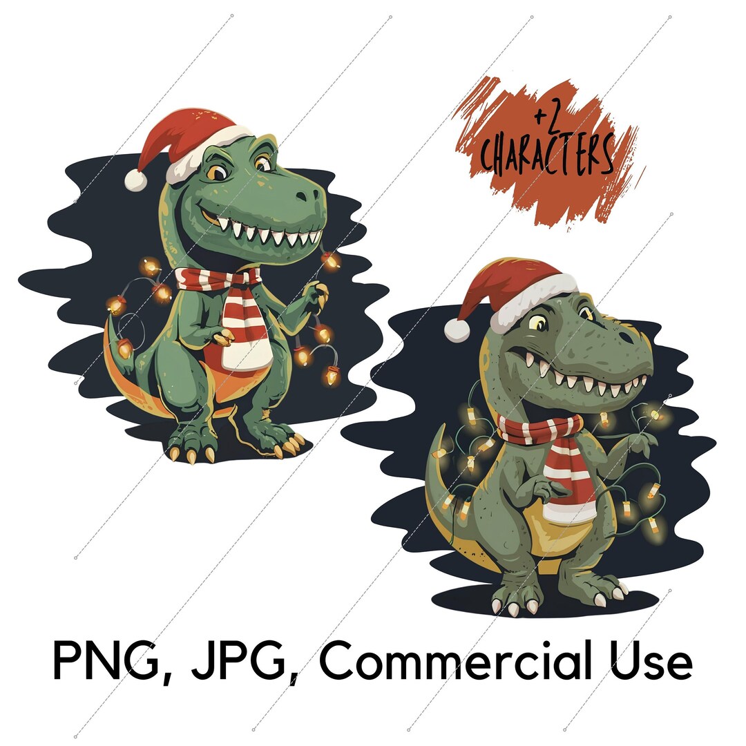 Funny T-rex Dinosaur Christmas PNG, Dino Holiday PNG, Quirky Design ...