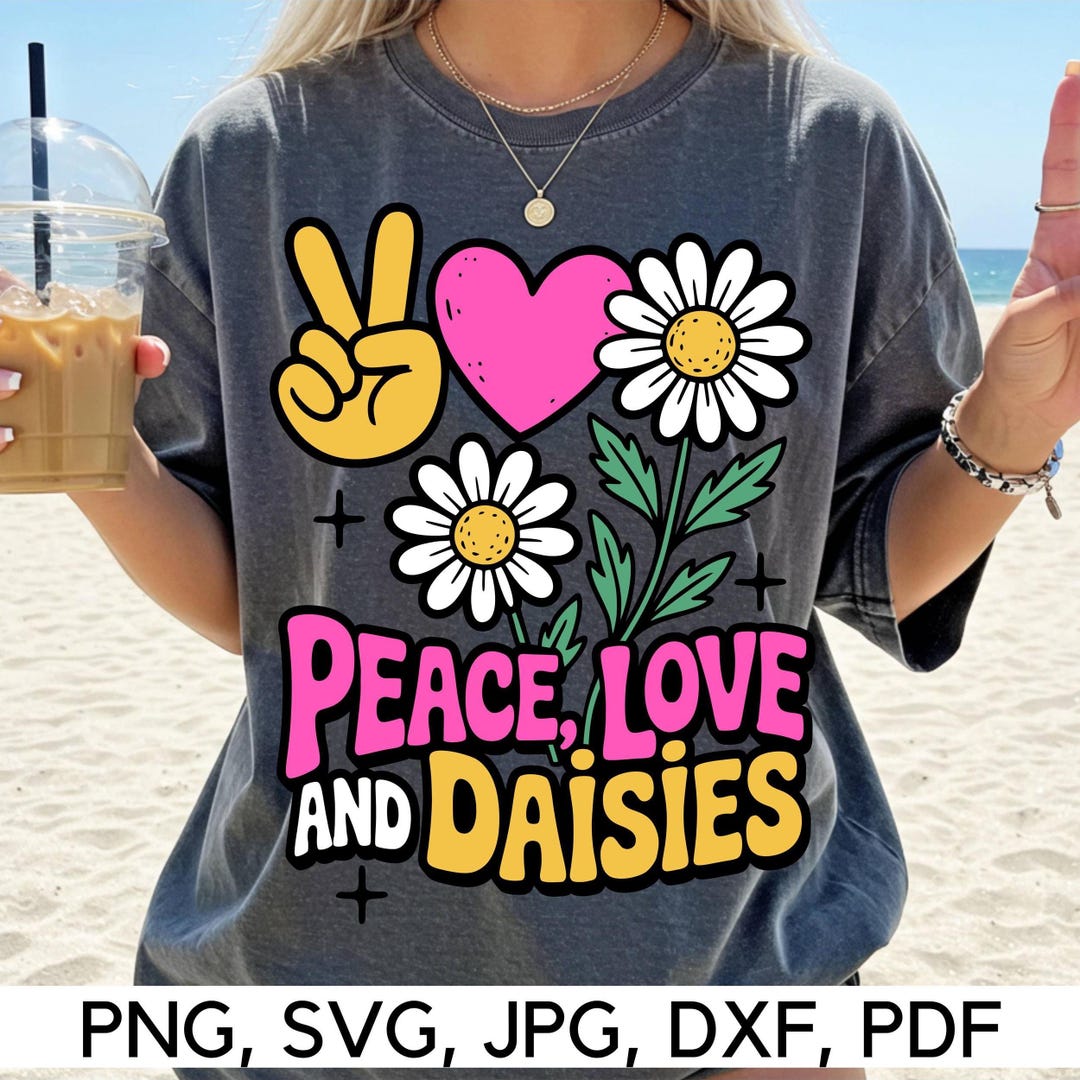 Peace Love Daisies PNG SVG: Retro Flower Power Digital Download - Etsy