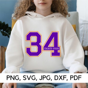 Number 34 SVG File, Numerical Design, PNG, SVG, Number, Sports Number ...