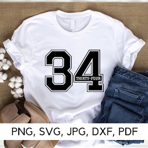 Number 34 SVG File, Numerical Design, PNG, SVG, Number, Sports Number ...