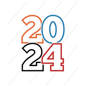 Number Year 2024 Svg File, New Year 2024, PNG, SVG, 2024 Number Icon ...