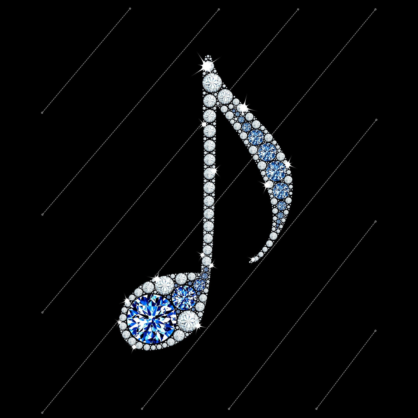 Diamonds Music Notes Diamond Mosaic Download PNG Image - Etsy