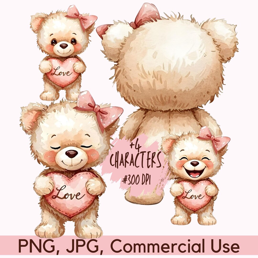 Teddy Bär mit Herz PNG: Valentine Bear Aquarell, romantische und ...