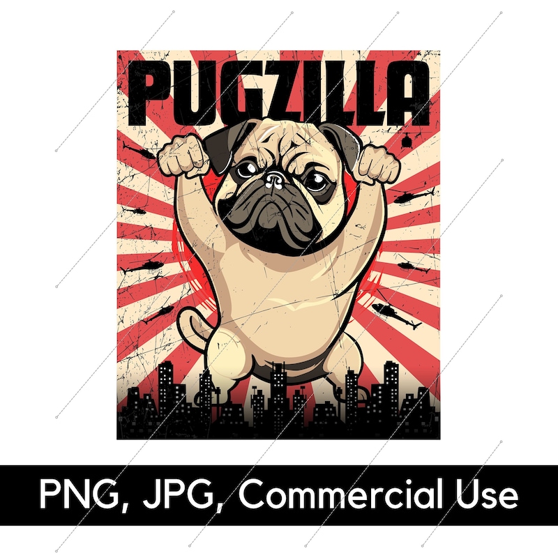 Pug Illustration - Etsy