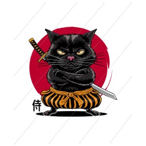 Samurai Cat PNG, Japanese Cat Art, PNG, SVG, Kawaii Samurai, Anime Cat ...