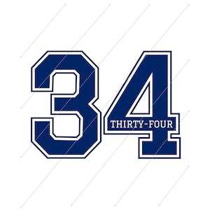 Number 34 SVG File, Numerical Design, PNG, SVG, Number, Sports Number ...