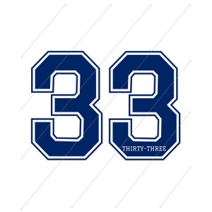 Number 33 SVG File: Sports Jersey Font (digital Download) - Etsy