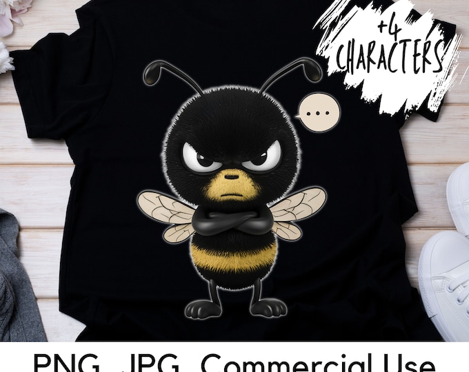 Angry Bee Clipart Vector Graphic Svg Png Jpg Eps Bee With Fire - Etsy ...