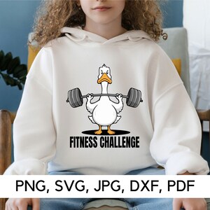 Funny Goose Weightlifting, Fitness Challenge Humor, PNG, SVG, Goosey ...