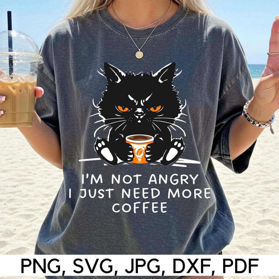 Angry Cat Coffee Meme Design: PNG SVG Cut Files (digital Download) - Etsy