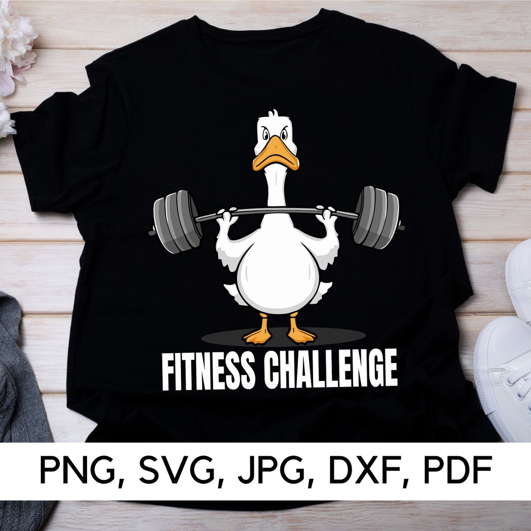 Funny Goose Weightlifting, Fitness Challenge Humor, PNG, SVG, Goosey ...