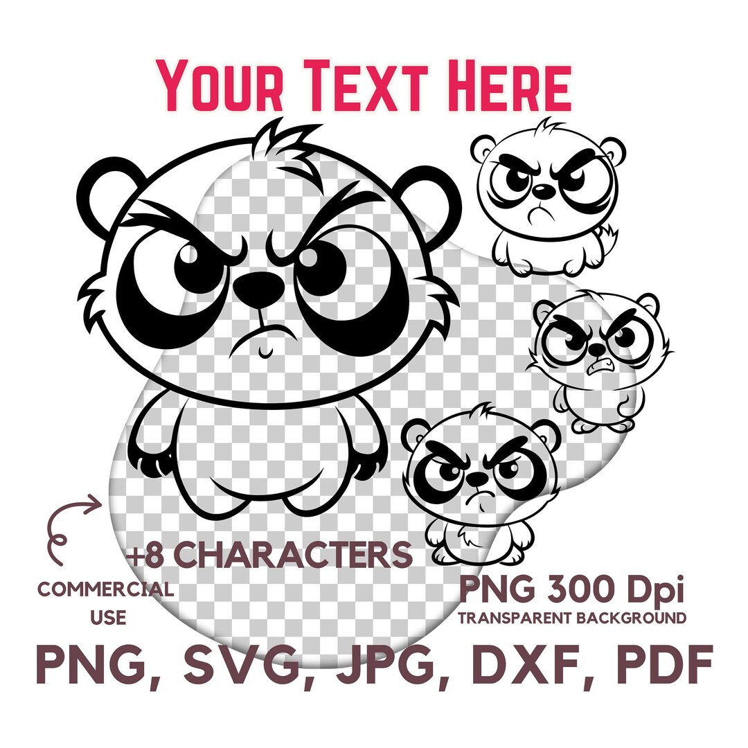 Angry Panda Illustration, PNG, SVG, Panda Bear, Funny Bear, Angry Bear ...