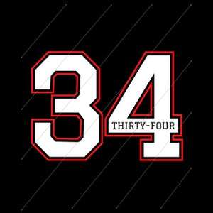 Number 34 SVG File, Numerical Design, PNG, SVG, Number, Sports Number ...