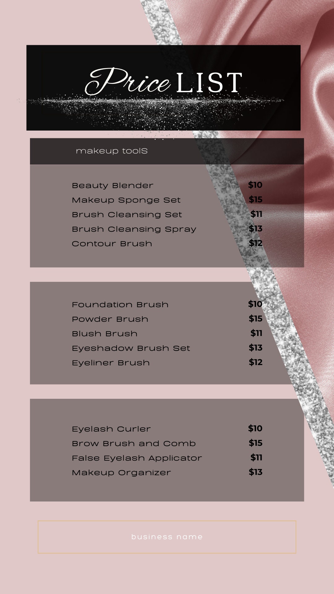 Business Price List Template DIY - Etsy