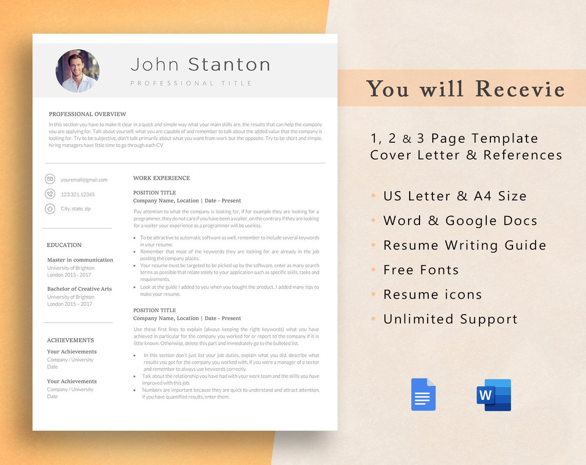 ATS Resume Template Word & Google Docs ATS Resume Template | Etsy