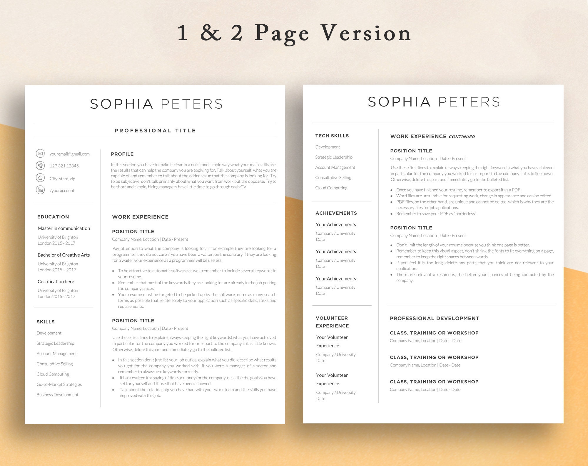 ATS Friendly Resume Template for Microsoft Word Cover Letter and ...