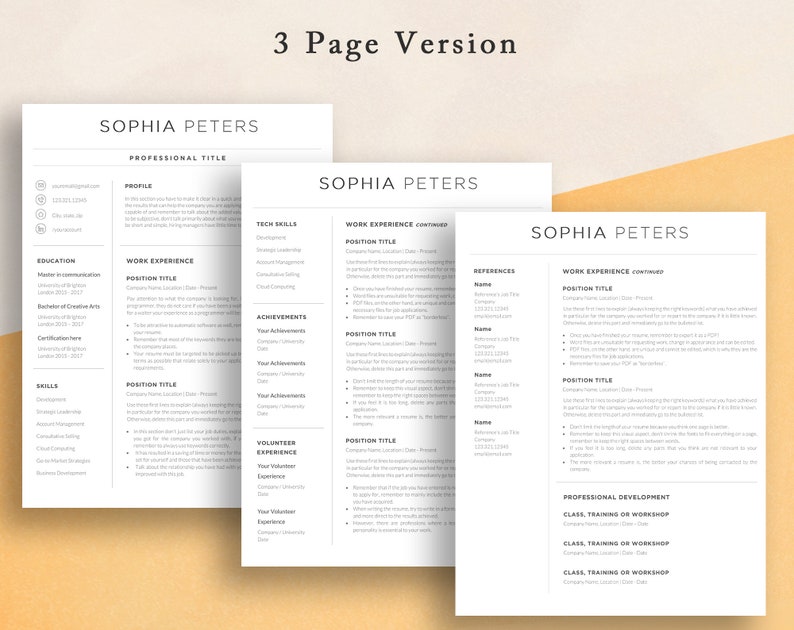ATS Friendly Resume Template for Microsoft Word Cover Letter and ...