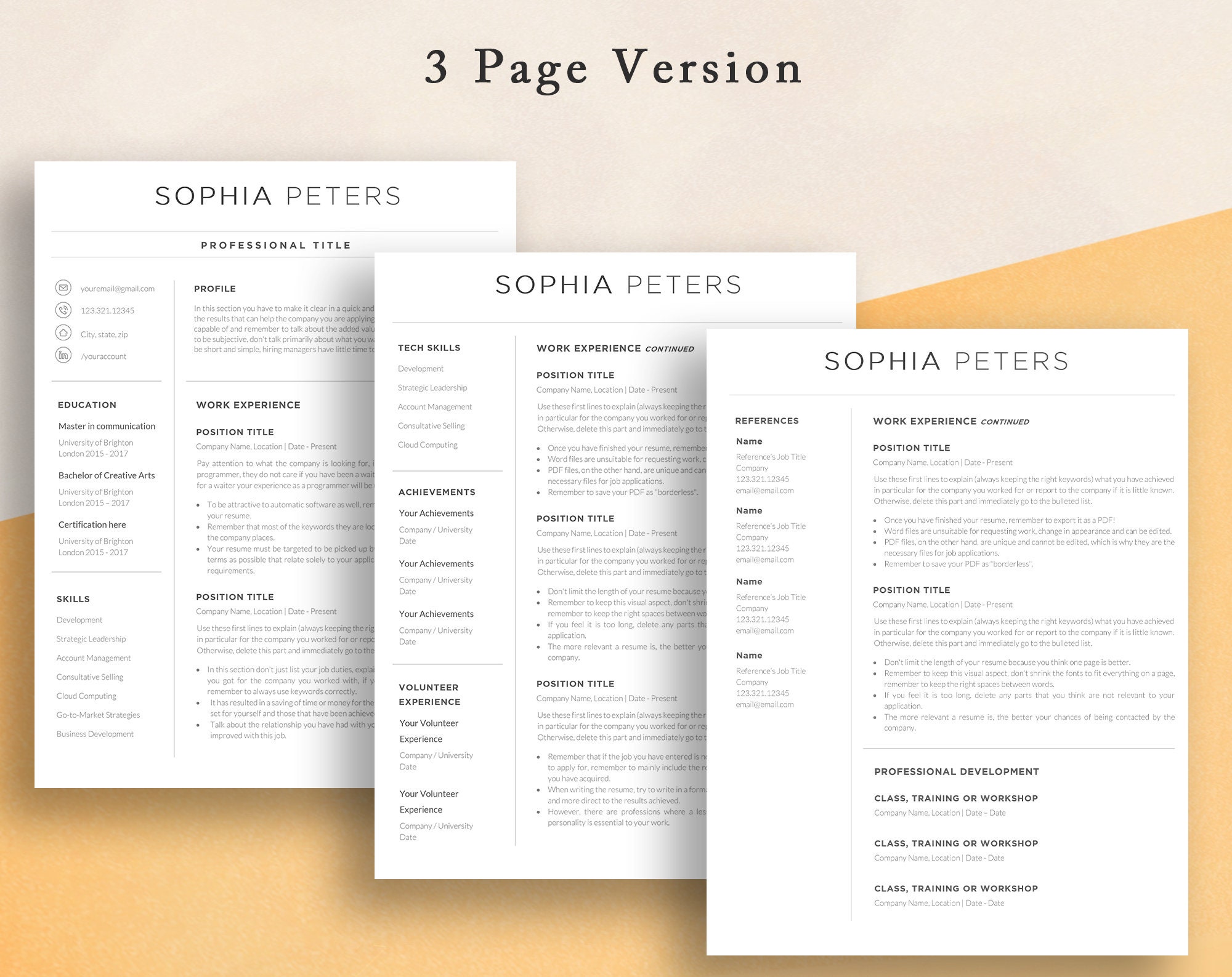 ATS Friendly Resume Template for Microsoft Word Cover Letter and ...
