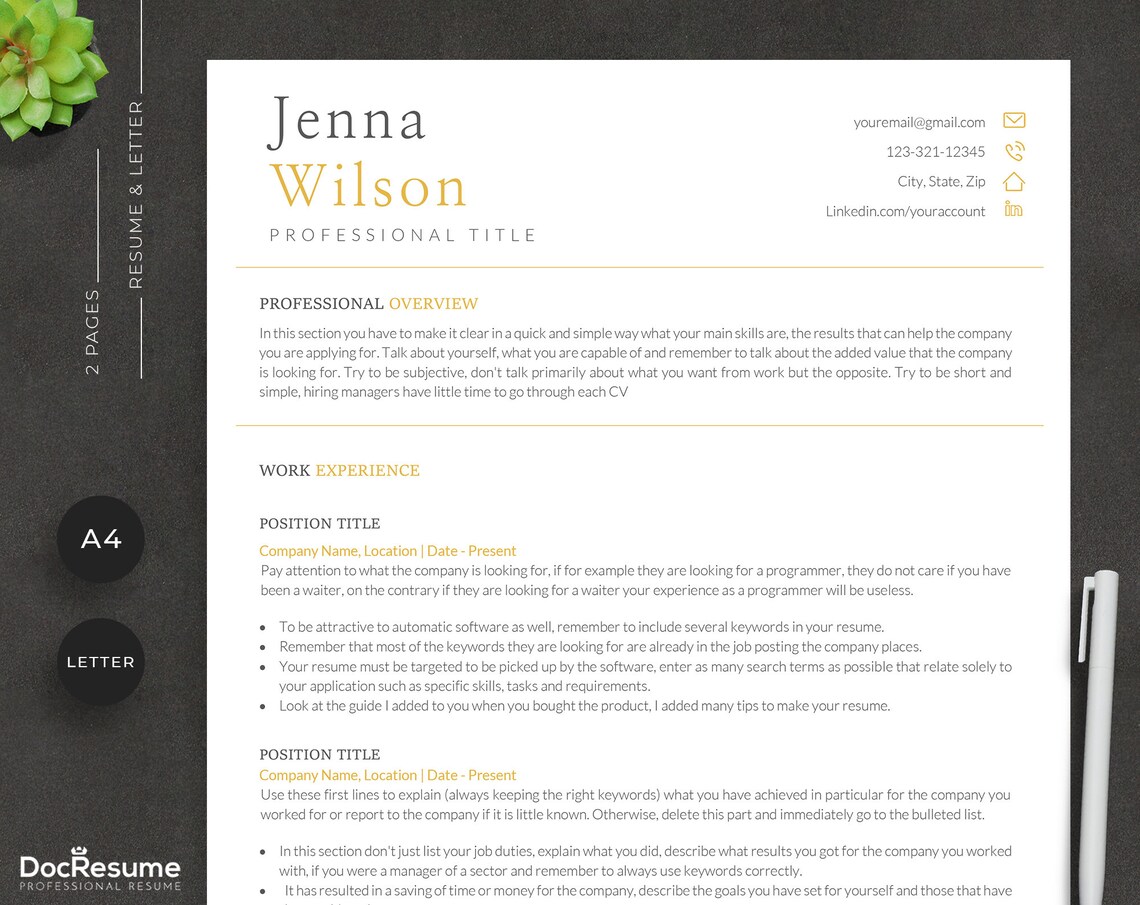 ATS Friendly Executive Resume Template, ATS Optimized Resume Templates ...