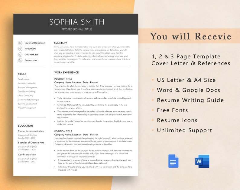 Modèle de CV ATS (Word), Modèle de CV ATS (Google Docs), Modèle de CV ...