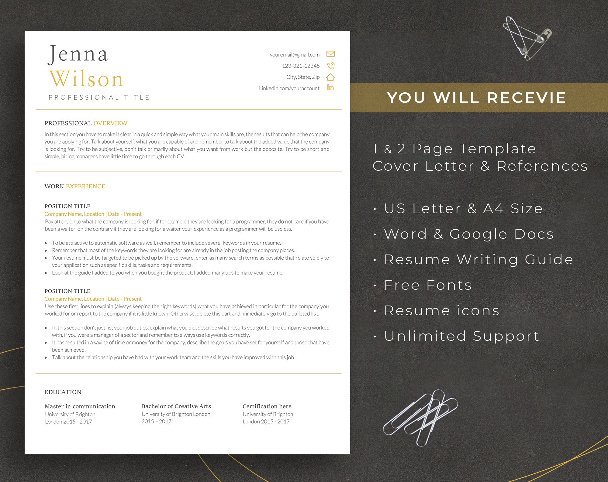 ATS Friendly Executive Resume Template, ATS Optimized Resume Templates ...