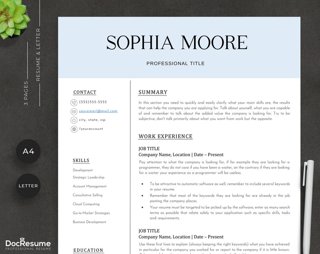 Easy Resume Template for Word & Google Docs • Friendly Resume • Simple ...