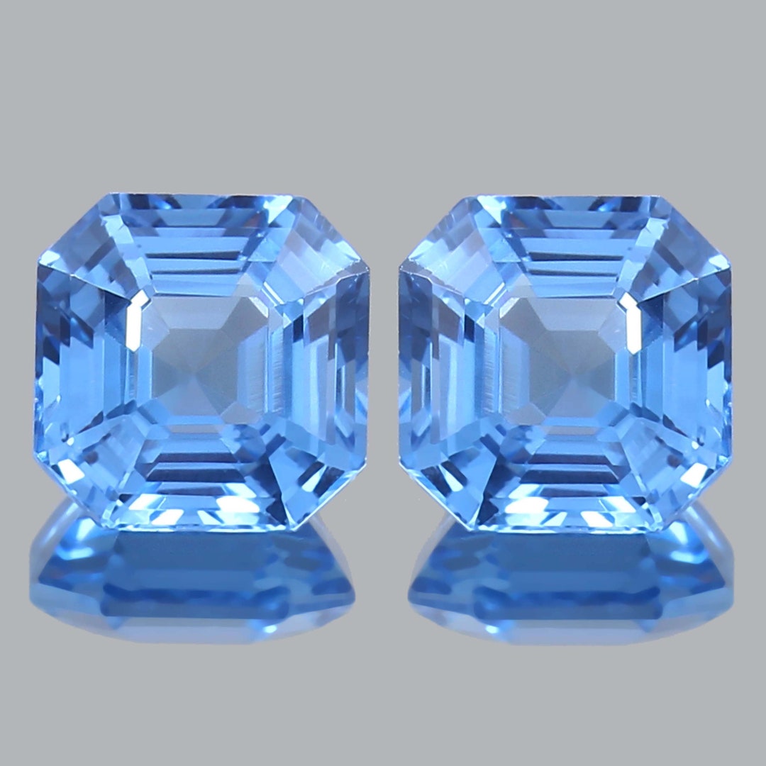 AAA Flawless Vietnam Blue Spinel Loose Asscher Cut Gemstone Pair ...