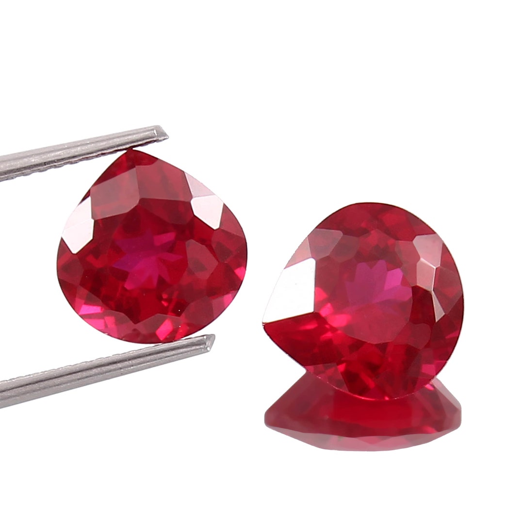 AAA 8x8 MM Flawless Pegion Red Mozambique Ruby Loose Heart Gemstone Cut Pair, Christmas Jewelry ...