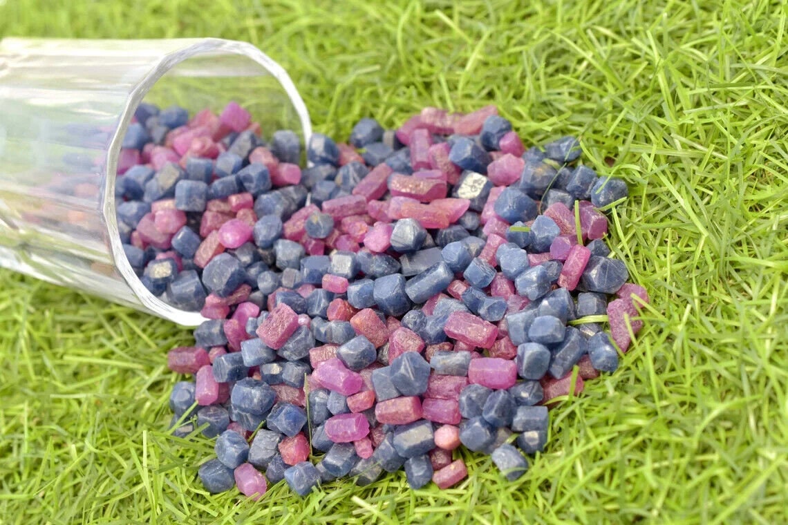 Natural Blue Sapphire&ruby Mix Lot Rough 5to10mm Loose Gemstone ...