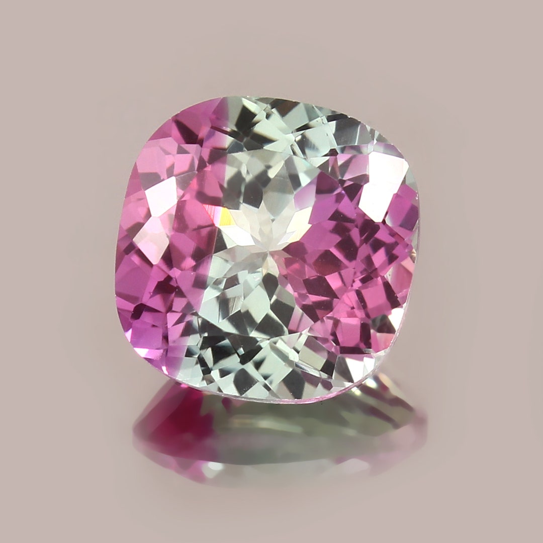 Flawless Ceylon Bi-color Sapphire Loose Cushion Cut Gemstone, Fine Rare ...