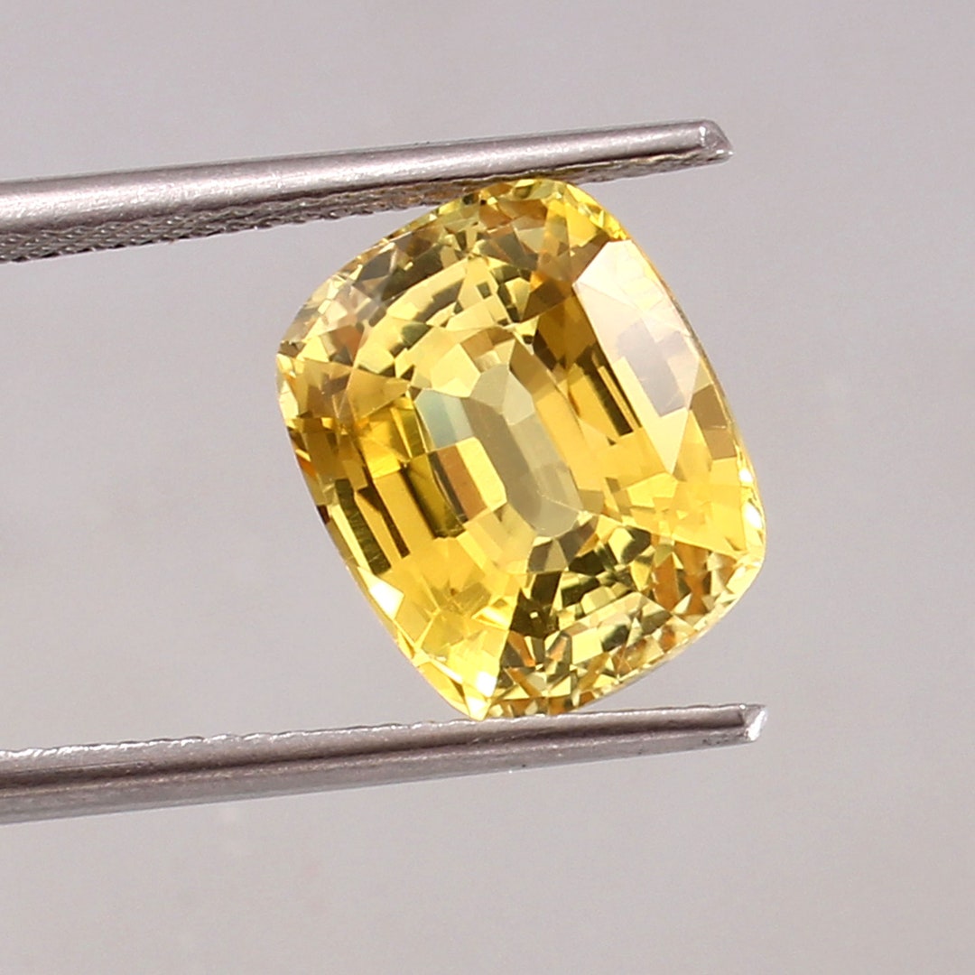 AAA Ceylon Yellow Sapphire: Cushion Cut Loose Gemstone (10x8x6 MM) - Etsy