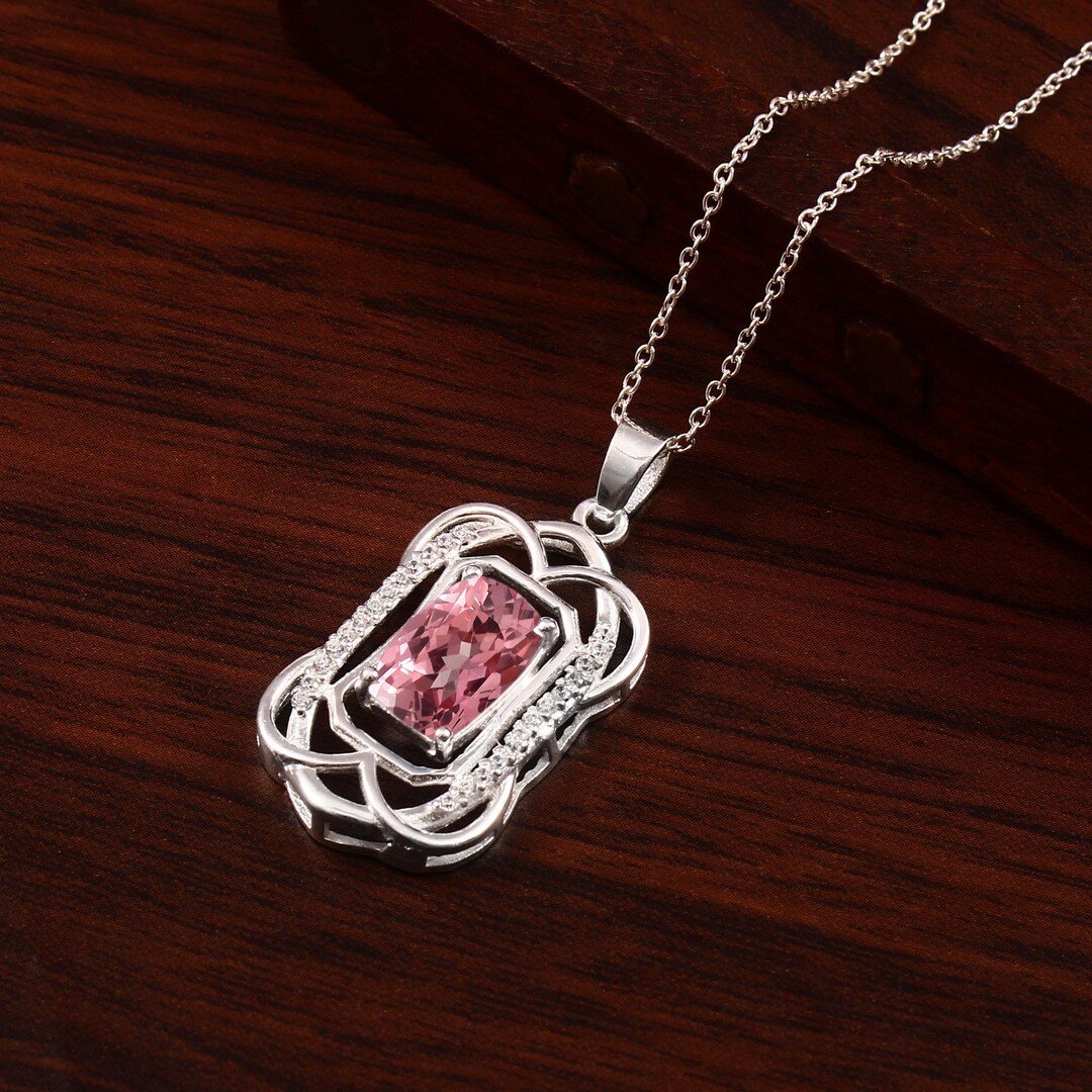 Handmade Sterling Silver Ceylon Padparadscha Sapphire Pendant: Birthday ...