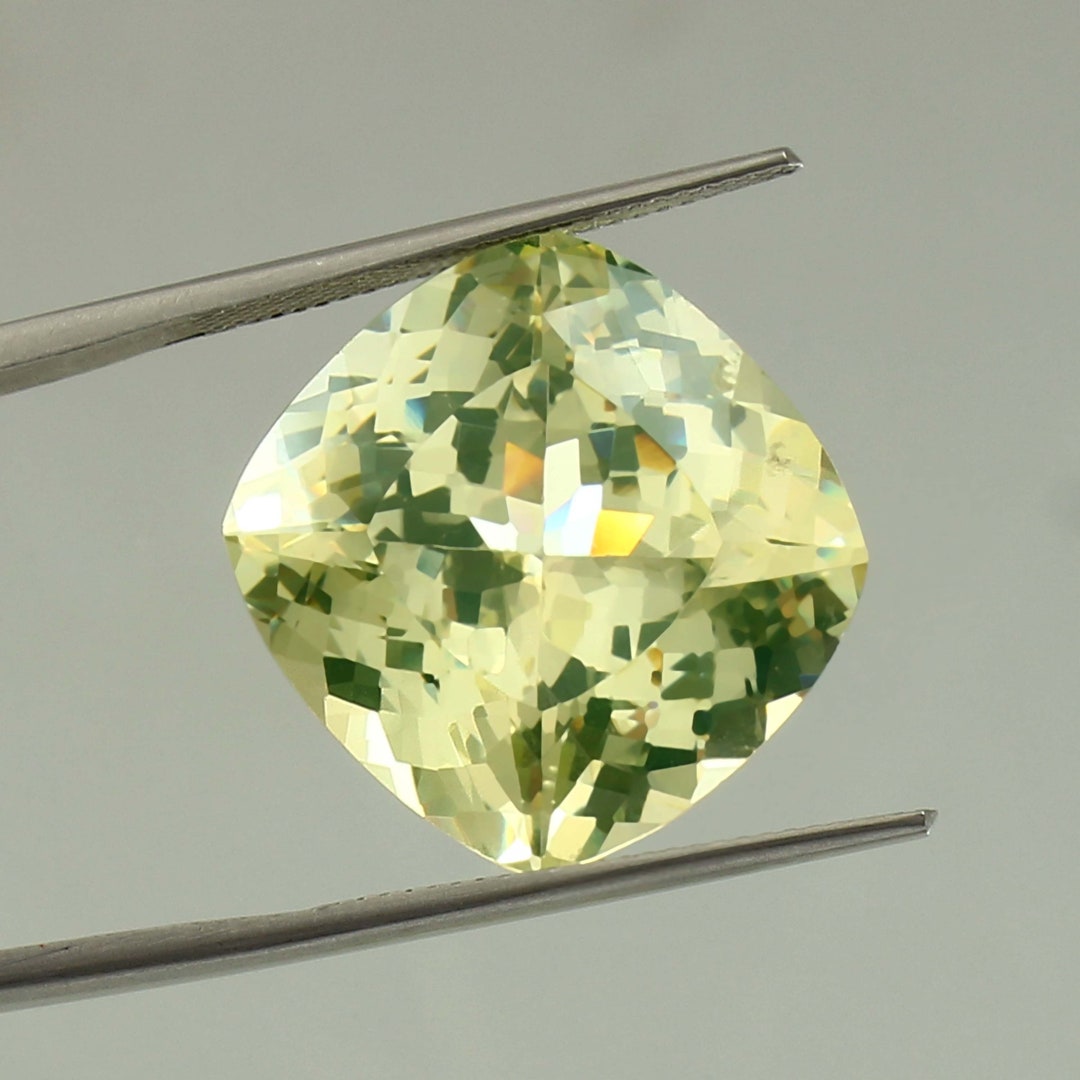 32.60ct Yellowish Green Chrysoberyl Cushion Cut Gemstone - Etsy