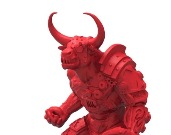 Mecha Bull Minotaur Unpainted Miniature / Fantasy Football/54mm Hungry ...