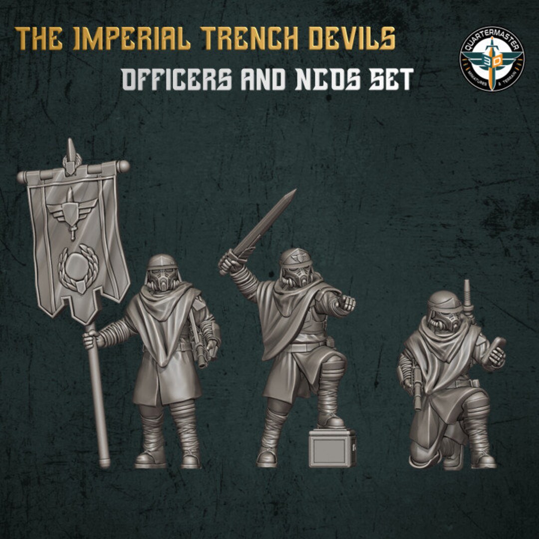 Imperial Trench Devils Officer and Ncos Set - FIVE 28mm Unpainted ...