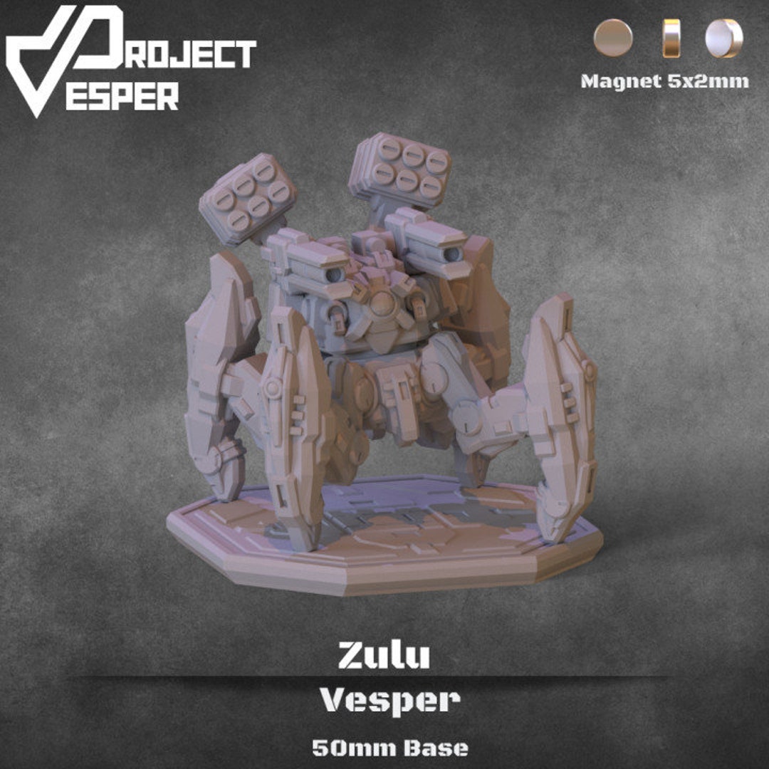 Zulu - Heavy Quad Mech - Vesper Project - 50mm Unpainted Miniature for ...