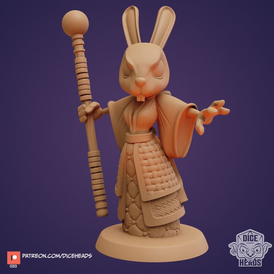 Rabbitfolk Wizard Unpainted Miniature for Tabletop Gaming 28mm /32mm ...
