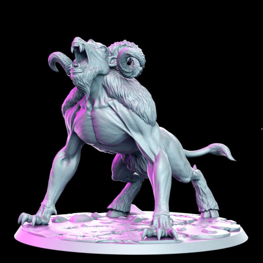 Dire Ram Beast 32mm Unpainted Miniature for 28-32mm Fantasy Tabletop ...