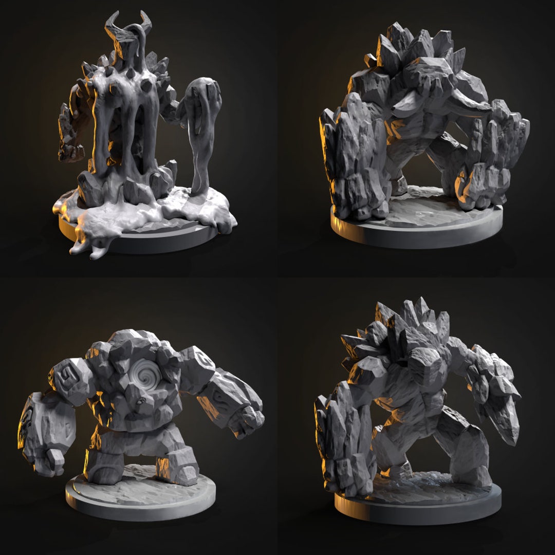 4 Golem Set / Crystal Elemental/ Stone Golem / Lava Golem / Rune Golem ...