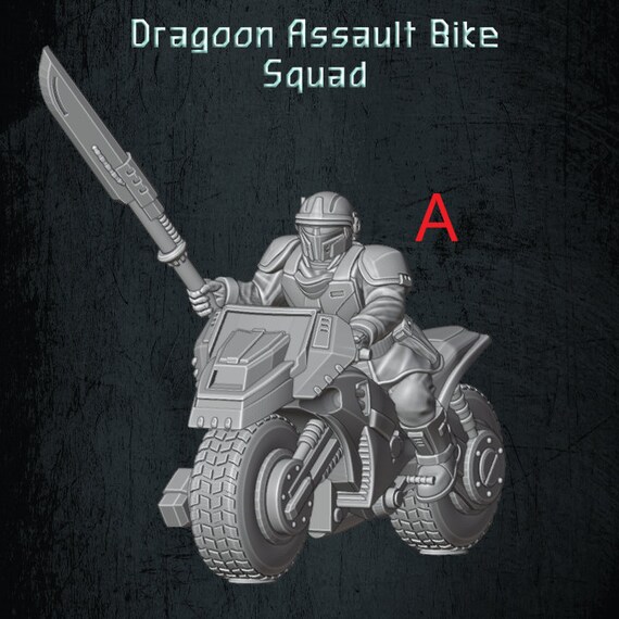 Solaryn Dragoon Assault Bike Squad 32mm Unpainted Miniatures | Etsy