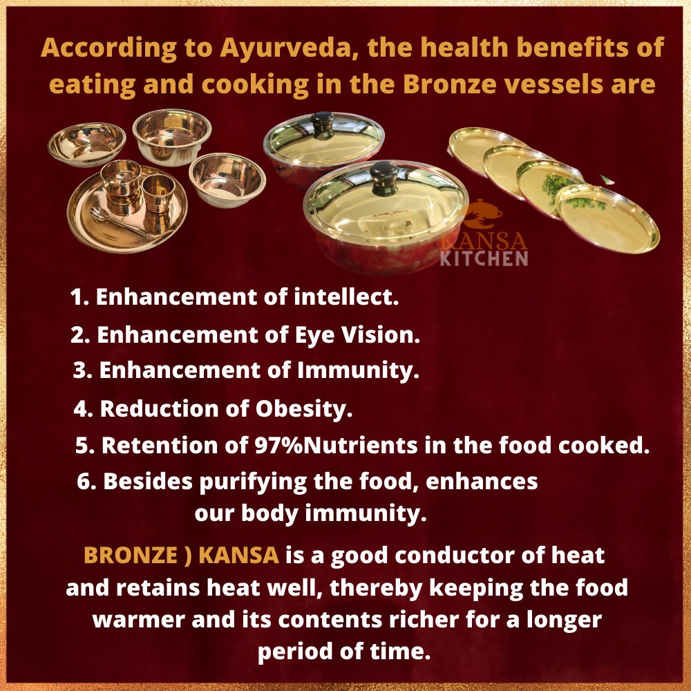 Bronze kansa 100 % Big Bronze Curry Vessel Comes With Free Lid, Organic ...