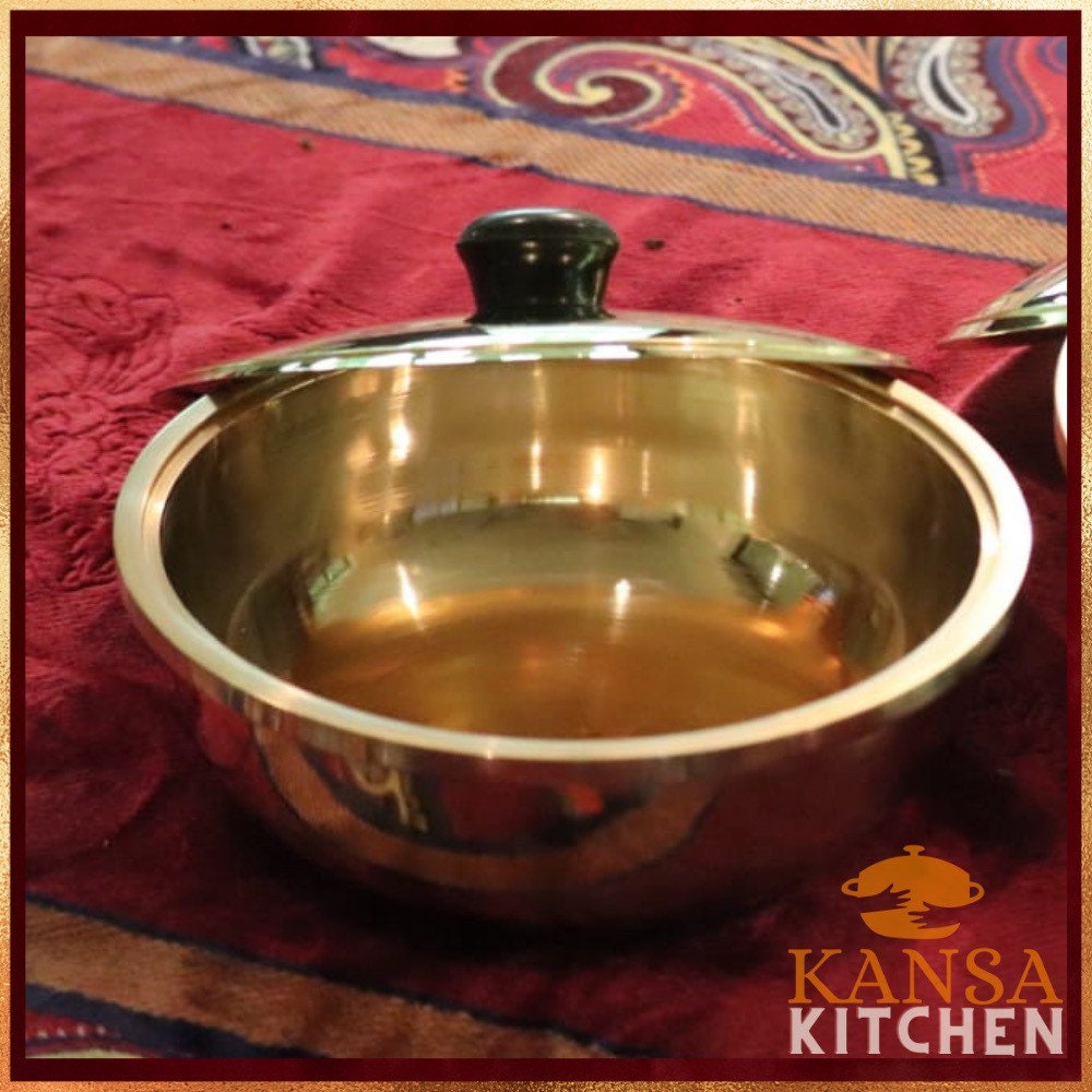 Bronze kansa 100 % Big Bronze Curry Vessel Comes With Free Lid, Organic ...